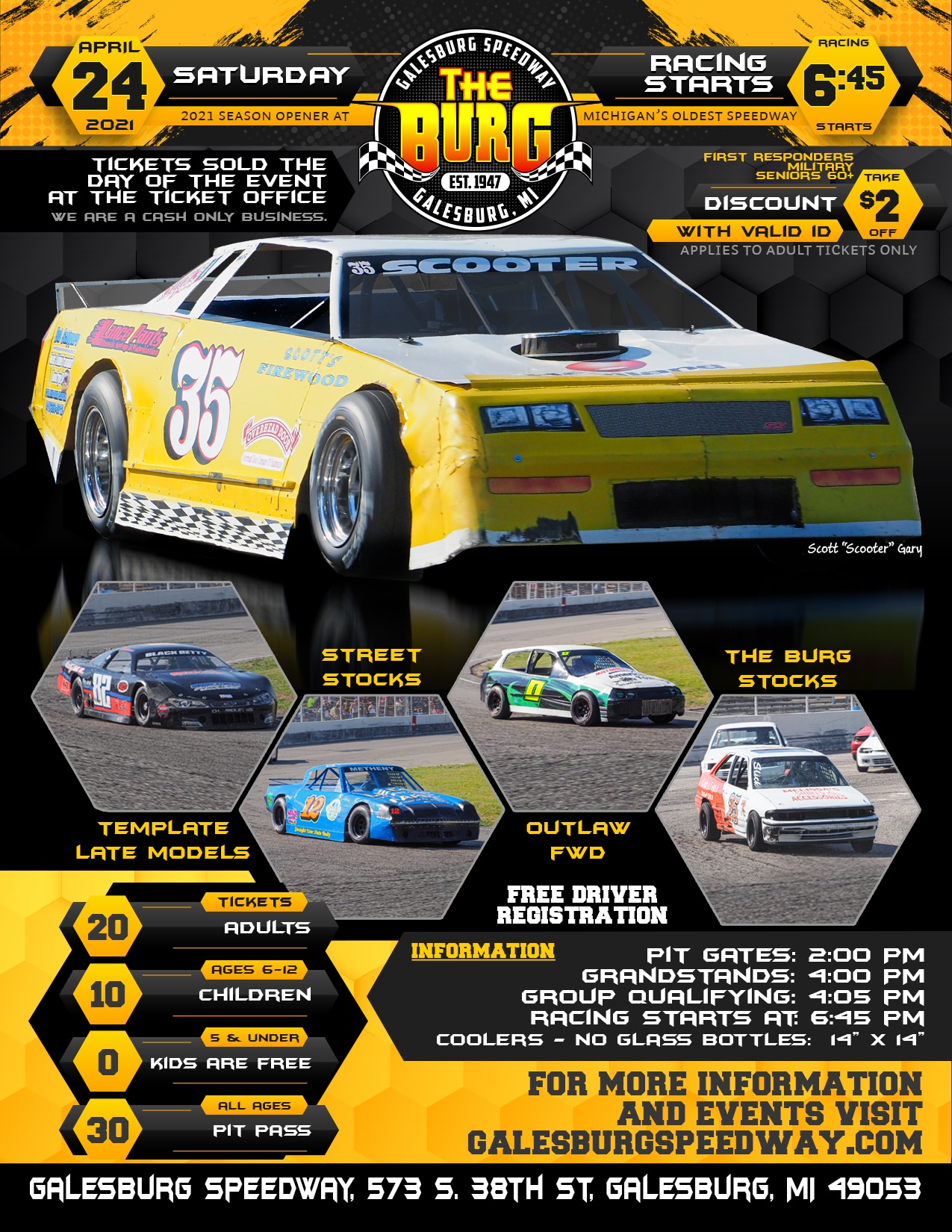 Opening Night is This Saturday, April 24th, 2021 - Galesburg Speedway